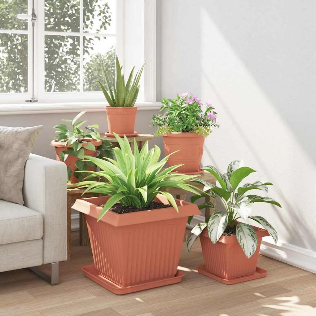 Květináče 6 ks Cihlově červená Plast 3403296