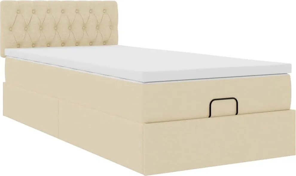 Osmanský rám postele s matrací krémově 80x200cm textil 3311502