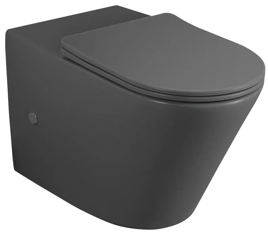 Sapho Sapho, PACO RIMLESS mísa pro kombi WC, spodní/zadní odpad, šedá mat, PC1012GR-111