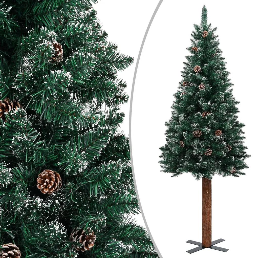 320962 vidaXL Úzký vánoční stromeček pravé dřevo a bílý sníh zelený 210 cm