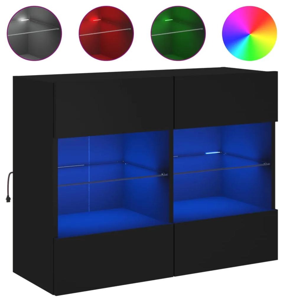 vidaXL Nástěnná TV skříňka s LED osvětlením černá 78,5 x 30 x 60,5 cm