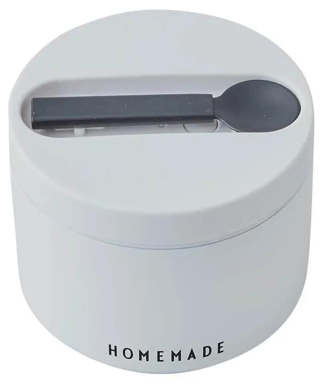 Bílý svačinový termo box s lžící Design Letters Homemade, výška 9 cm