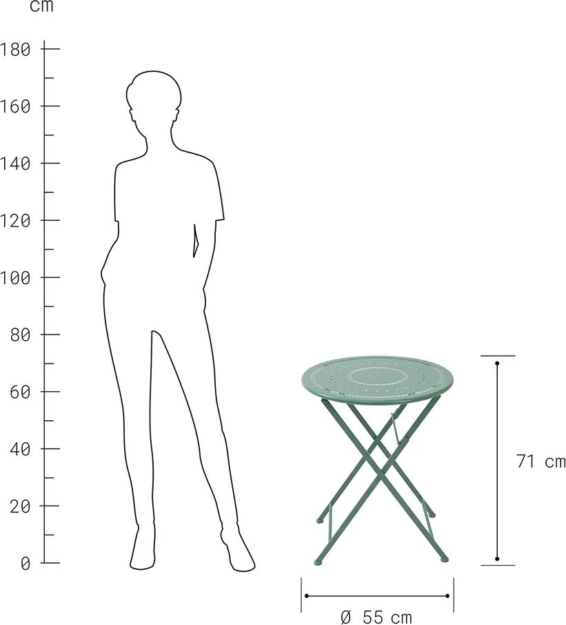 Butlers BOVERY Set zahradního nábytku 2 ks skládací židle a 1 ks skládací stůl