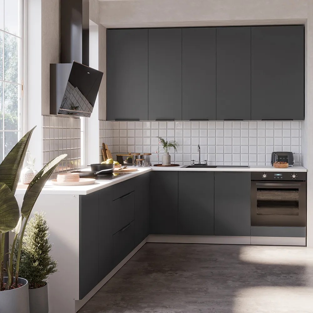 ARIA po | dolní skříňka 60 D 3S zásuvková | 60 cm | PREMIUM BOX | bílá/šedá grafit