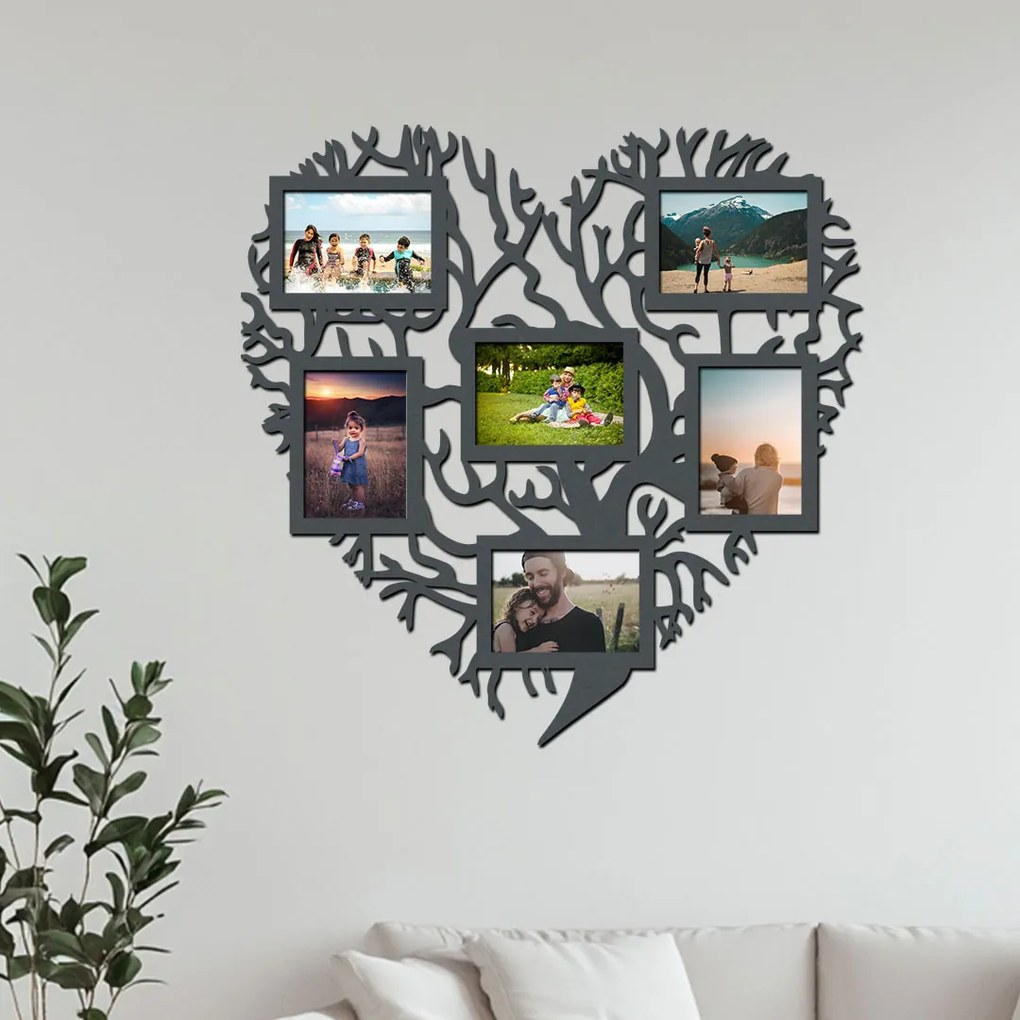 dřevo života Dřevěný fotorámeček Srdcový strom II Zvolte barvu dekoru: Černá, Zvolte velikost fotografie (cm): 13x18