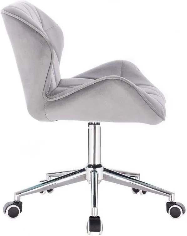 LuxuryForm DESIGN Otočná židle MILANO VELUR na stříbrné podstavě s kolečky - světle šedá