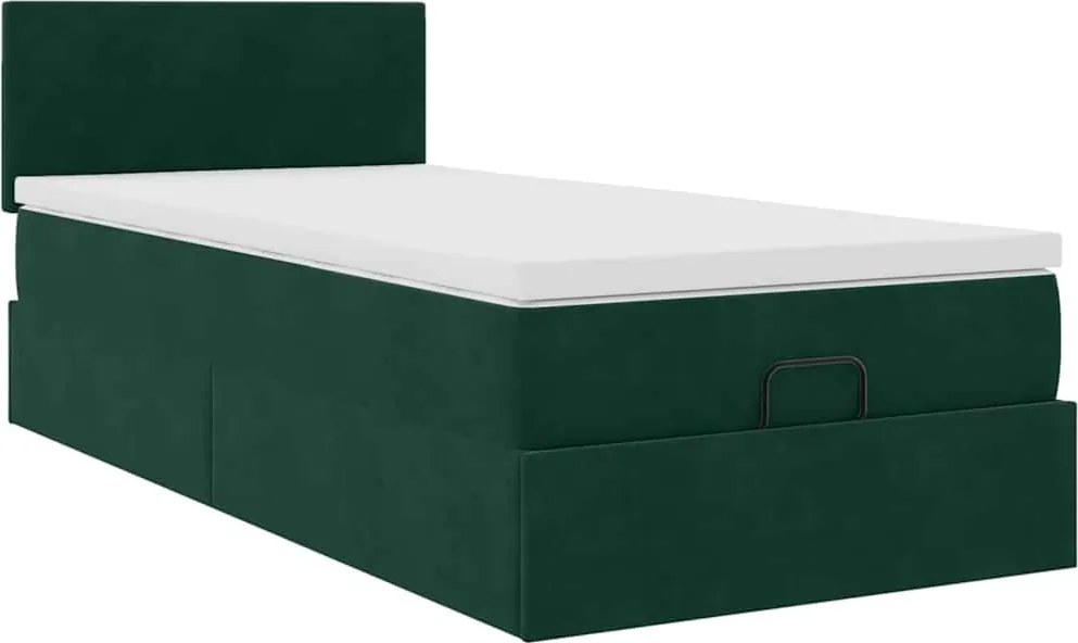 Osmanský rám postele s matrací tmavě šedá 90x200cm samet 3311678