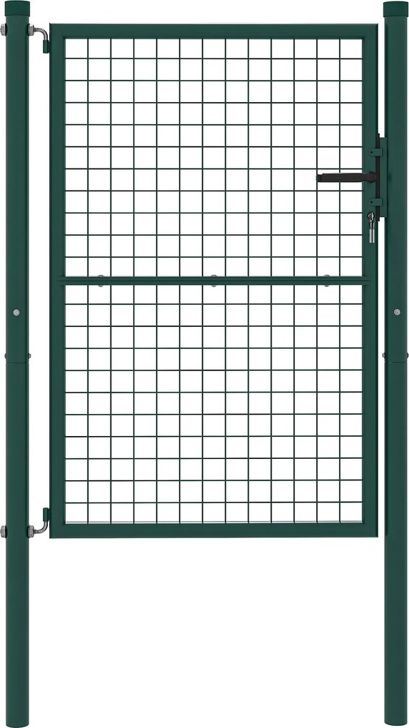 Zahradní brána Outsunny z oceli 97 x 175 cm s zámkem, klíči a madlem, dekorací ve tvaru šípu, venkovní brána do patio, zelená | Aosom
