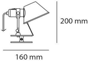 Artemide A010800 + 5 let záruka, přímý distributor Tolomeo Micro pinza, hliníková lampa s klipem, 1x46W E14, hliník, 20 cm