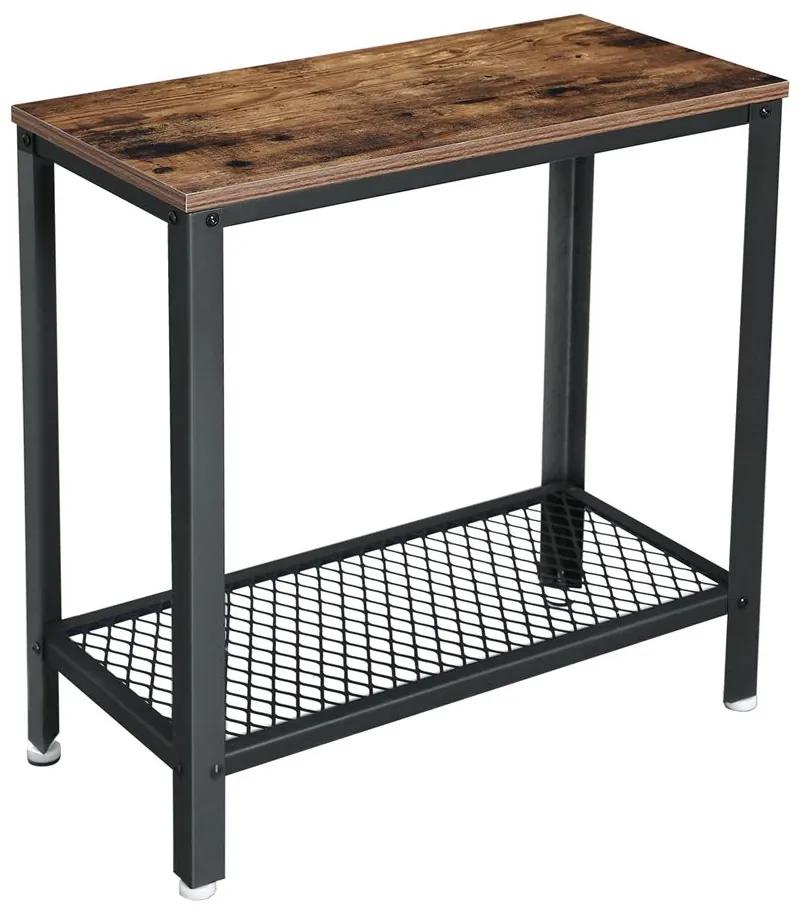 AmeliaHome - Moderní stolek Hnědo Černý INDUSTRIAL