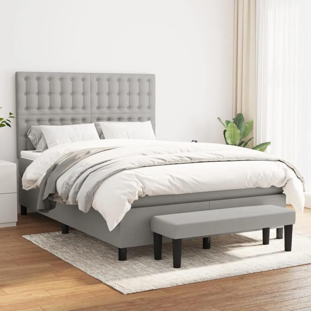 Box spring postel s matrací světle šedá 140 x 200 cm textil,  3136917