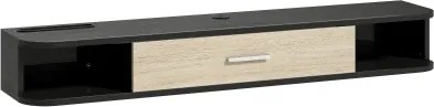 HOMCOM nástěnný TV nábytek 120 cm, TV nábytek do 127 cm, sklápěcí dveře, 2 otevřené přihrádky a průchody pro kabely, černá