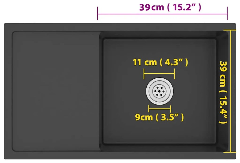 vidaXL Marketos Ručně vyrobený kuchyňský dřez černý nerezová ocel