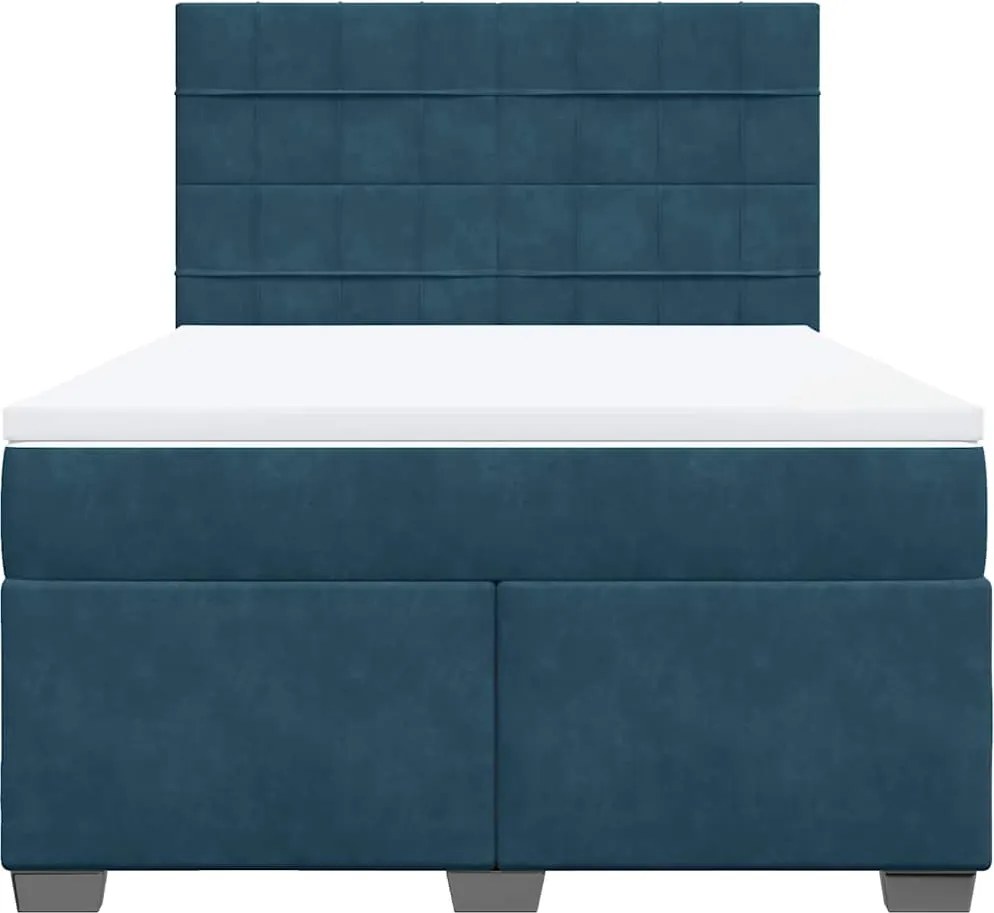 Box spring postel s matrací modrá 140 x 190 cm samet 3290910