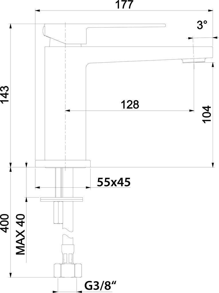 Sapho Latus stojánková umyvadlová baterie bez výpusti černá mat 1102-72B