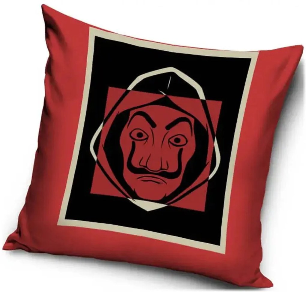 Dekorační polštář Papírový dům - Money Heist – motiv Dali Mask - 40x40 cm