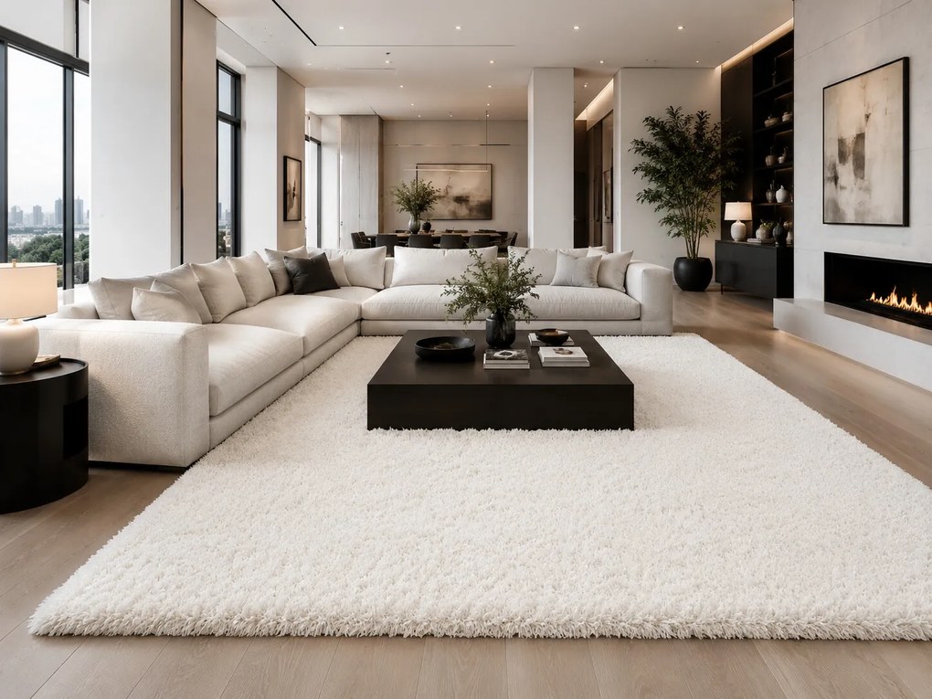 Ayyildiz, Kusový koberec Life Shaggy 1500 cream, 200x290, bílá, ložnice