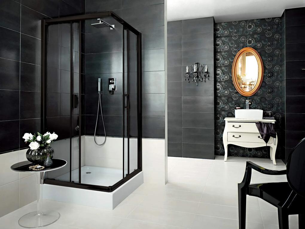 Deante Funkia, čtvercový sprchový kout 90x90 cm, výška 185cm, 5mm čiré sklo, černý profil, KYC_N41K