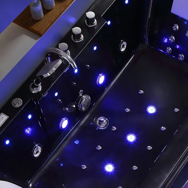 Terra Hydromasážní vířivá vana Iris 933C 170x84 s ohřevem vody, černý mramor