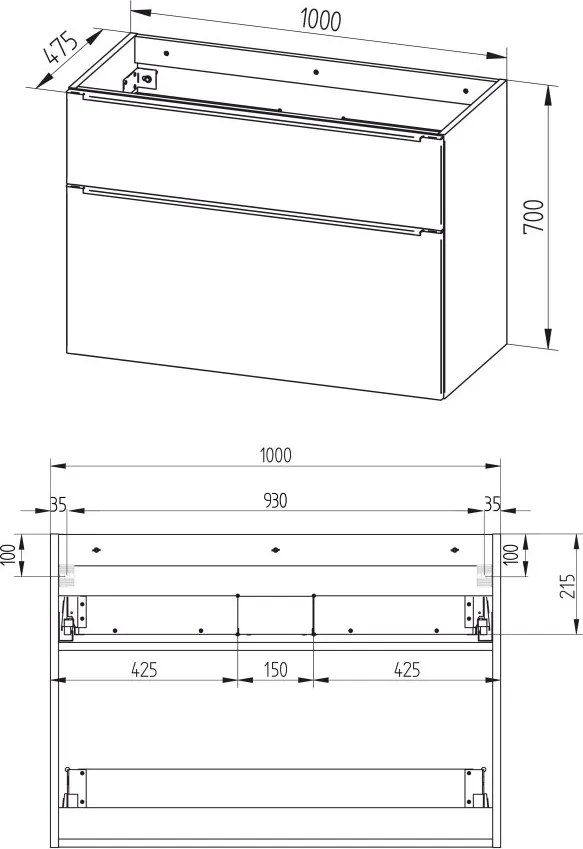 Mereo, Mereo Mailo, koupelnová skříňka 100 cm, dub Riviera, černé madlo, MER-CN522SBN
