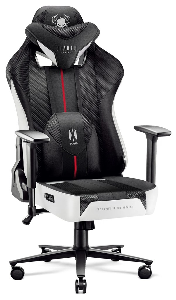 Látková herní židle Diablo X-Player 2.0 Normal Size: bílo-černá Diablochairs