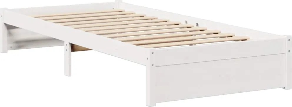 Postel s knihovnou bez matrace bílá 75x190 cm masivní borovice 3322404