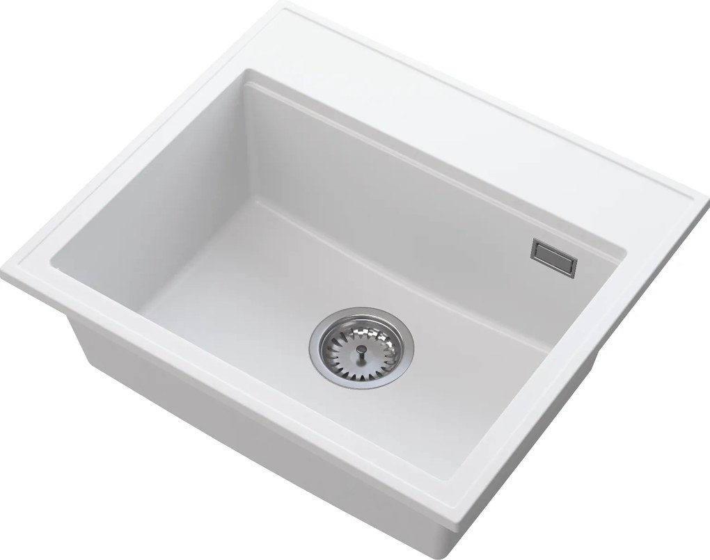 Gamma Modern 5055, 1-komorový granitový dřez 560x500x210 mm, bílá, GMA-ZM-55-WH