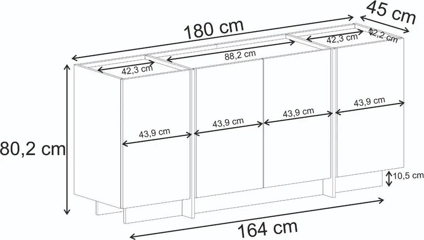 Komoda v dekoru ořechu s dírou na kabely v tmavě přírodní barvě 180x80x45 cm Dorma – Kalune Design