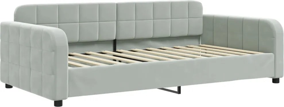 Válenda s přistýlkou a matracemi světle šedá 100x200 cm samet 3196960