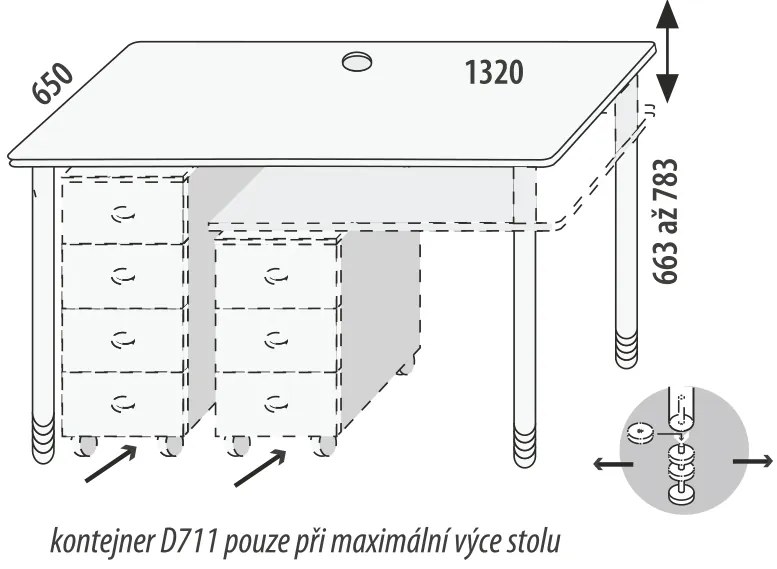 Psací stůl Maxi Domestav D728 Materiál: Buk cink, Barevne provedení: Olej