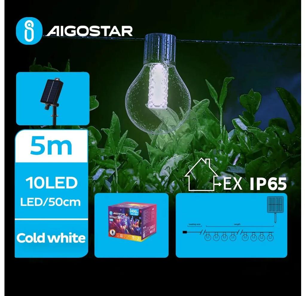 Aigostar B.V. Aigostar - LED Solární dekorační řetěz 10xLED/8 funkcí 5,5m IP65 studená bílá AI0955