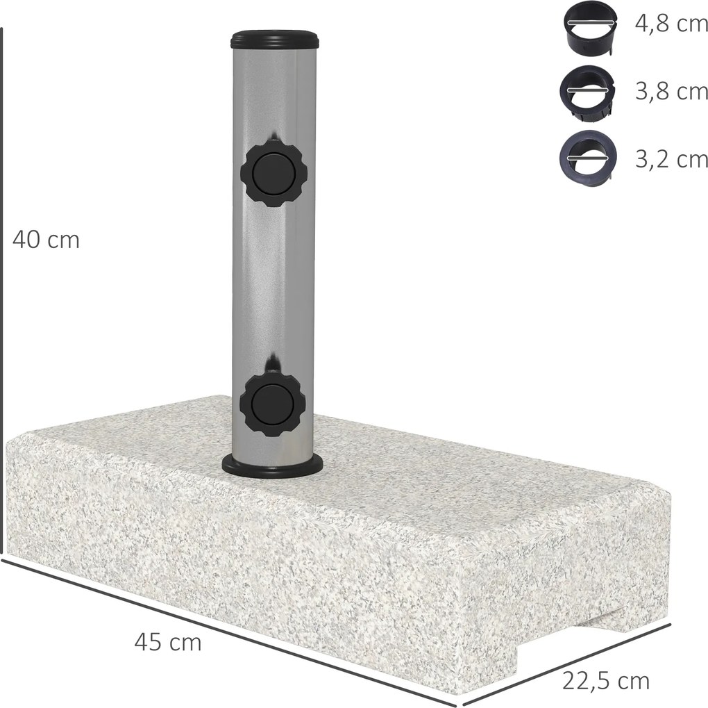 Stojan na slunečník 25 kg, žulový podstavec na slunečník, pro tyče slunečníku Ø32/38/48 mm, šedý