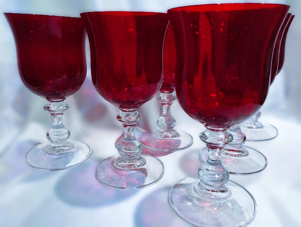 Červené sklenice na víno 17 cm, 200 ml, 6 ks