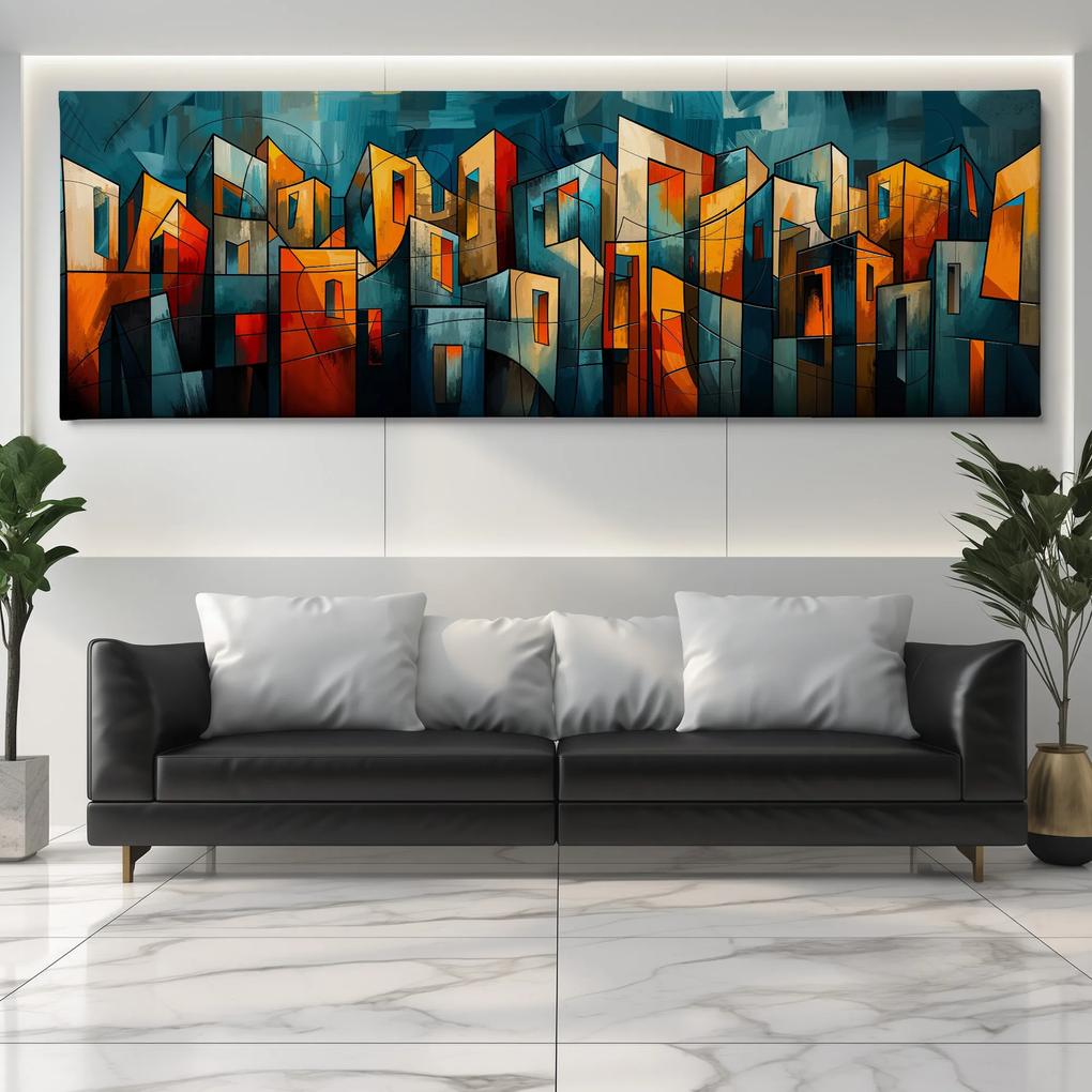 Obraz na plátně - Noční město Abierre, abstrakce FeelHappy.cz Velikost obrazu: 120 x 40 cm