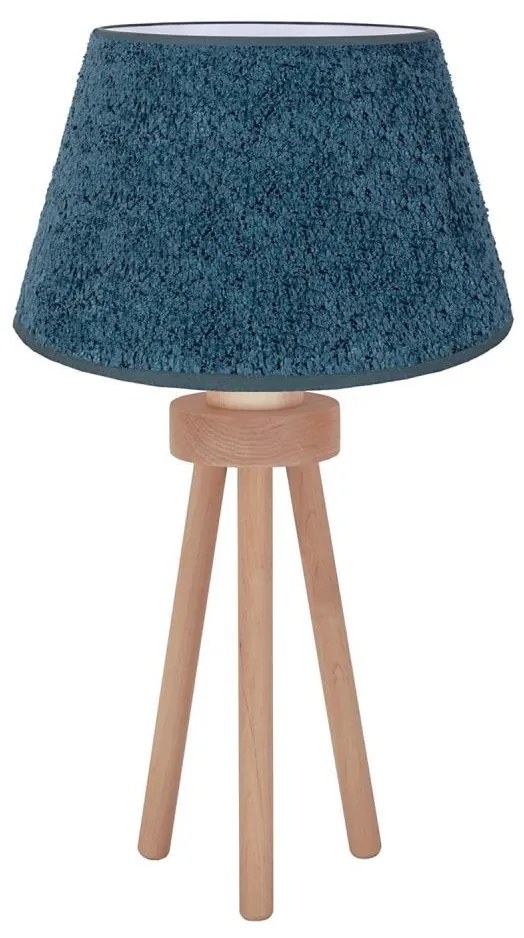Duolla - Stolní lampa BOUCLE 1xE27/15W/230V pr. 28 cm tyrkysová/dřevo