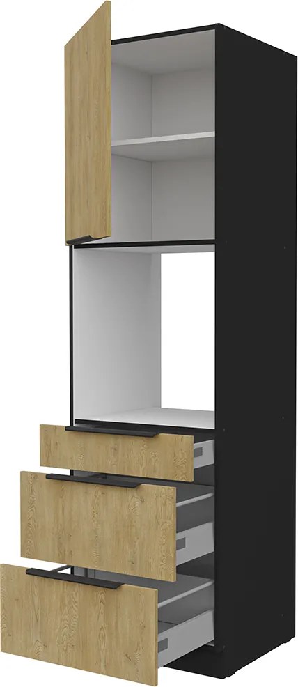 CREMONA cc | vysoká skříňka 60 DPS-210 3S1F na vestavnou troubu | PREMIUM BOX | 60 cm | černá/cremona