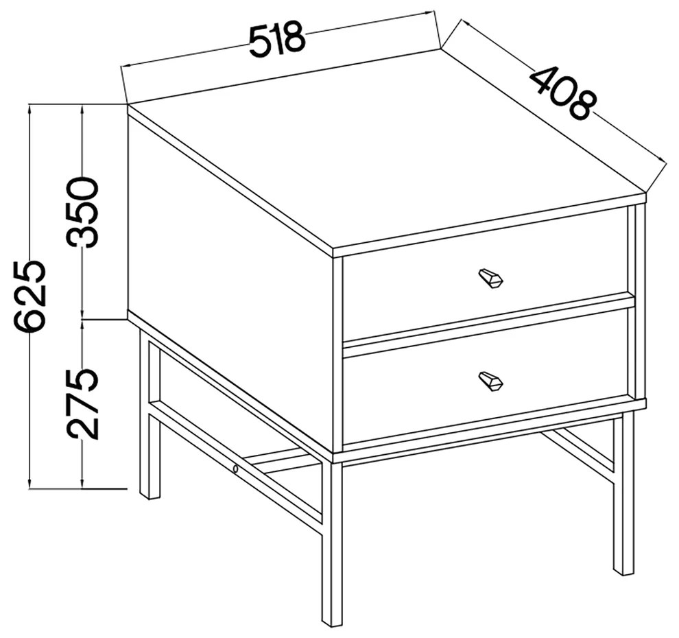 TOKYO 3 e | noční stolek 801 | 51,8 cm | eukalyptová/černá