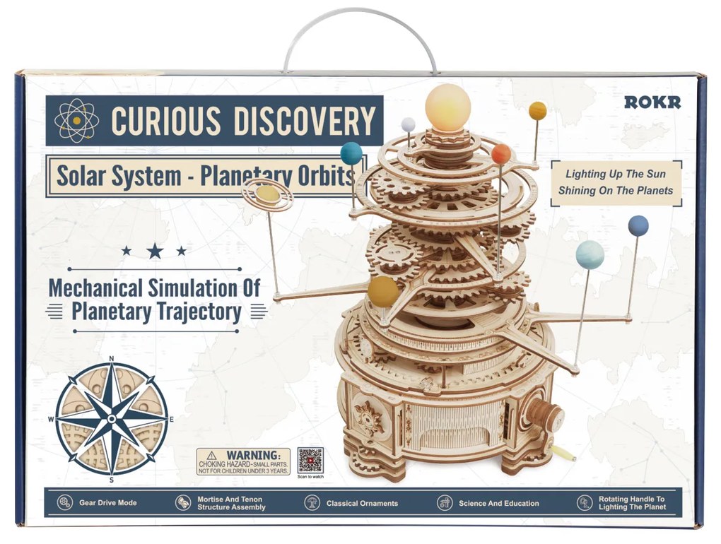 RoboTime 3D dřevěná mechanická skládačka Planetárium