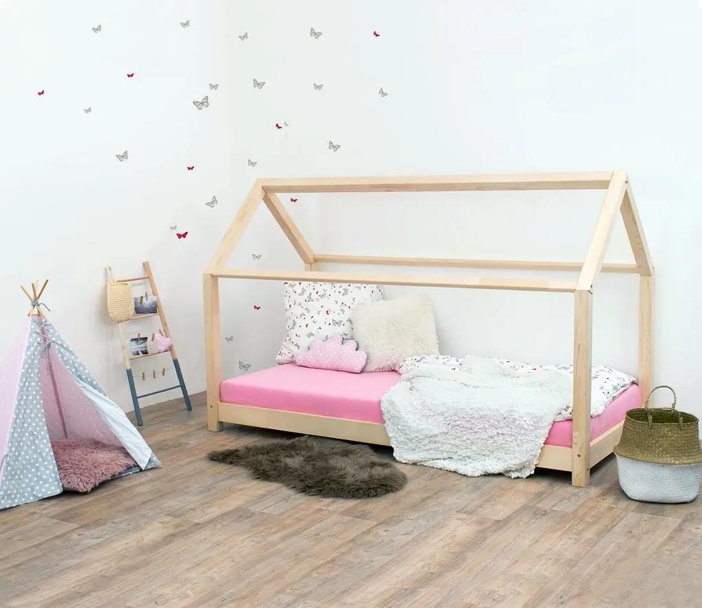 Benlemi Dětská postel domeček Tery bez bočnice 120x180 cm Barva: Přírodní dekor nelakovaný