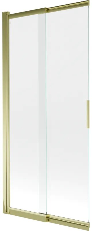 Mexen Fox, 2-křídlová vanová zástěna 85x150 cm, 5mm čiré sklo, zlatý lesklý profil, 891-085-002-50-00