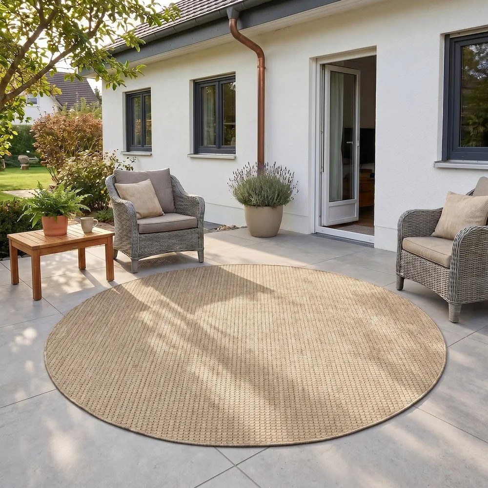Béžový kulatý vnitřní a venkovní koberec ø 80 cm Mira 1450 – Ayyildiz Carpets