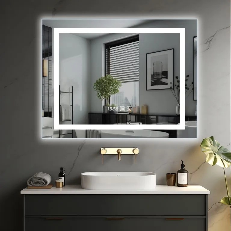 IREDA Koupelnové zrcadlo s LED osvětlením, 60 x 80 cm