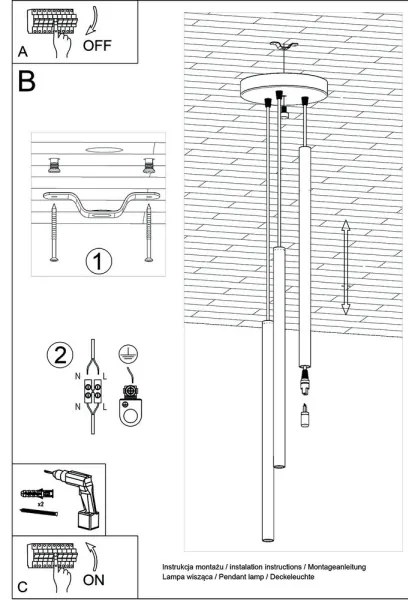 Sollux SL.0471 - Lustr na lanku PASTELO 3P 3xG9/8W/230V černá