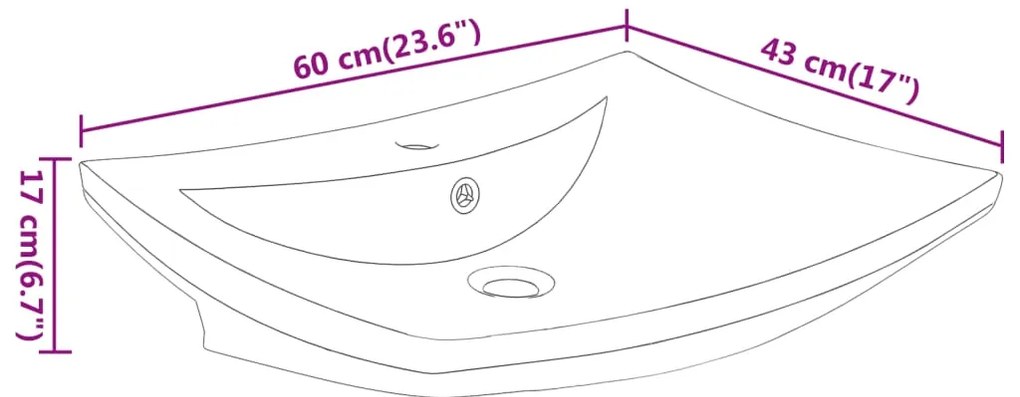 vidaXL Černé luxusní keramické umyvadlo obdélníkové s přepadem a otvorem na baterii