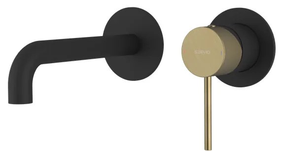 Sapho Sapho, ULTRASAN 2-prvková podomítková umyvadlová baterie, hubice 20cm, černá mat/zlato mat, UT018VBG