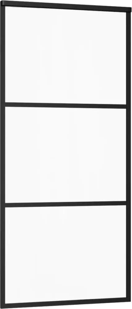 vidaXL Posuvné dveře s kováním ESG sklo a hliník 90 x 205 cm [3081941]