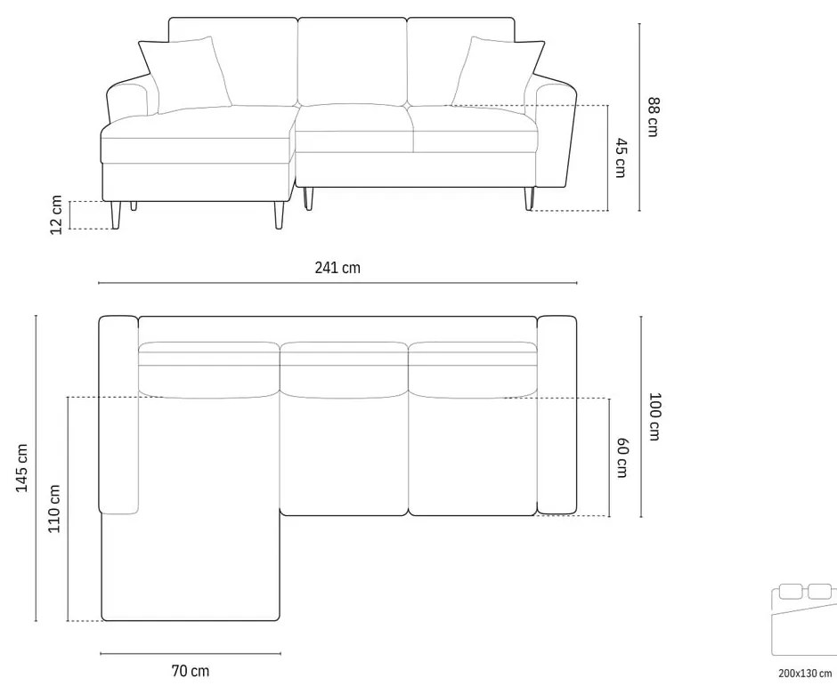 Světle šedá rozkládací/s úložným prostorem rohová pohovka z textilie bouclé (levý roh/s lenoškou) Kyoto – Cosmopolitan Design