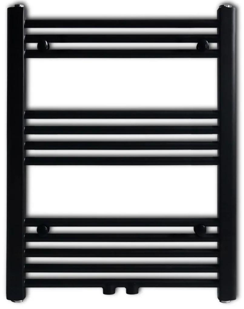 Žebříkový radiátor na ručníky - rovný - ústřední topení - černý | 600x764 mm