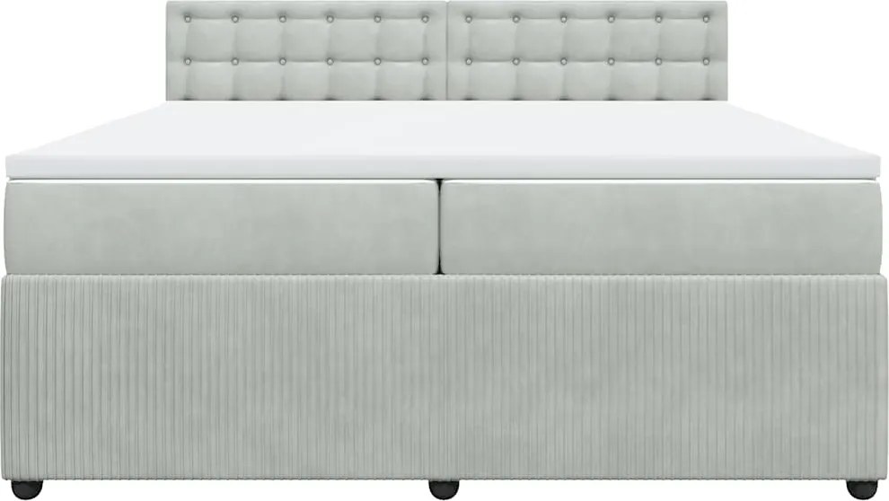 Box spring postel s matrací světle šedá 200x200 cm samet 3290142