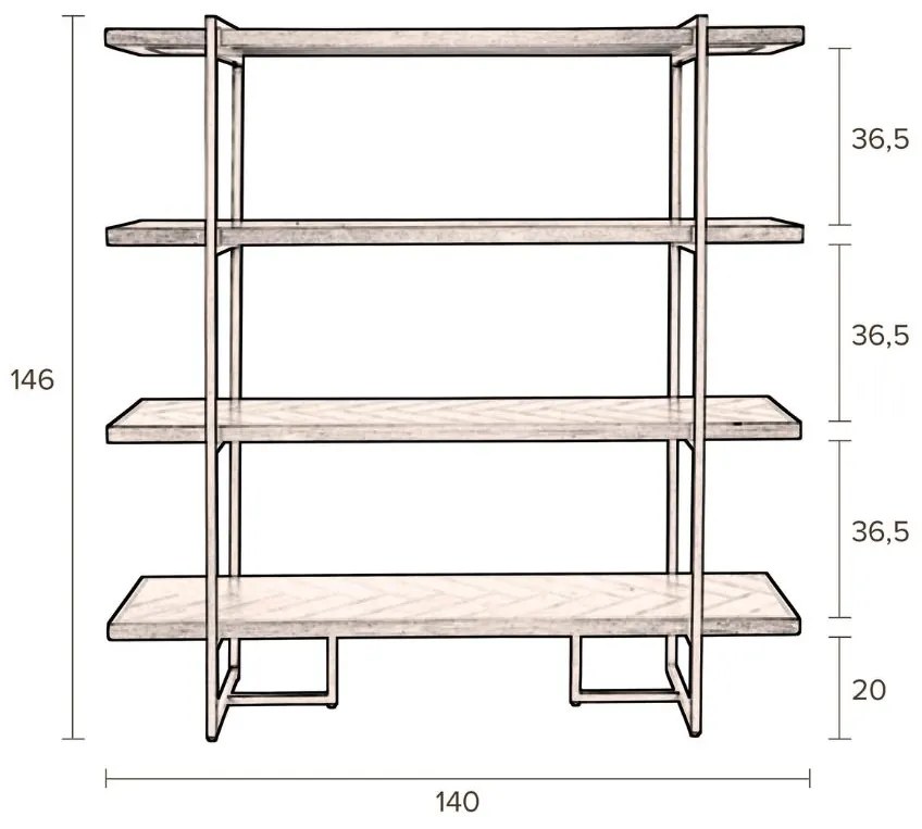 Dubový regál DUTCHBONE Class 146 x 140 cm